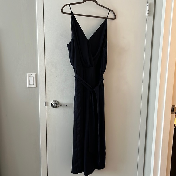 H&M | Pants & Jumpsuits | Hm Wide Leg Blue Satin Jumpsuit Nwt Size 6 | Poshmark